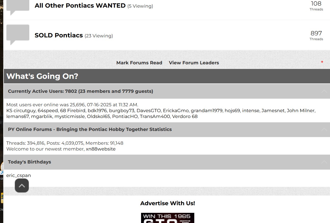 What's Going On - PY Online Forums - Bringing the Pontiac Hobby Together